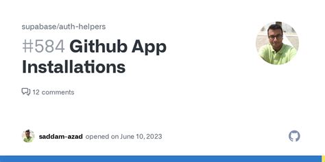 Github App Installations · Issue 584 · Supabaseauth Helpers · Github