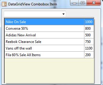Embedding A DataGridview In Combobox Item In Windows Forms