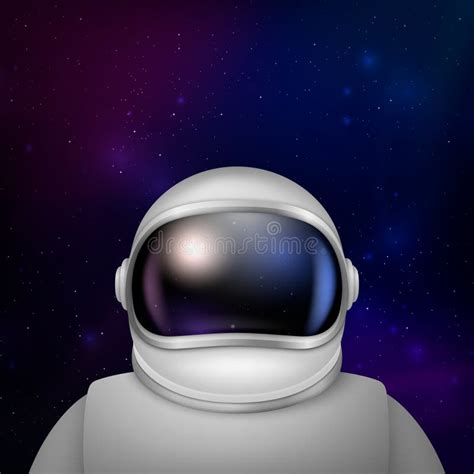 Vector 3d Realistic Spaceman Astronaut Spacesuit Astronaut Helmet On Space Background Stock