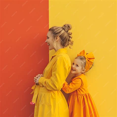Premium Photo A Motherdaughter Affair Against Monochromatic Backdrops