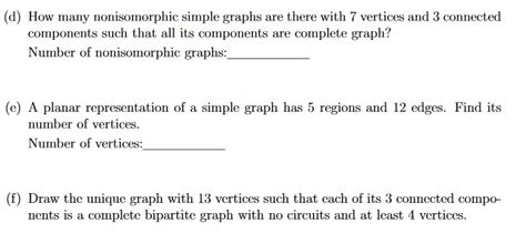 SOLVED How Many Nonisomorphic Simple Graphs Are There With Vertices And Connected Components