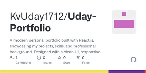 Github Kvuday1712uday Portfolio A Modern Personal Portfolio Built