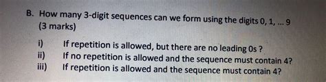 solved b how many 3 digit sequences can we form using the