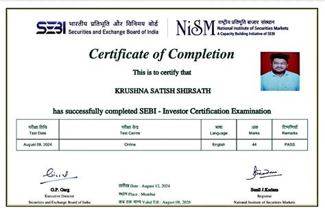 Finance Sebi Nism Krushna Shirsath