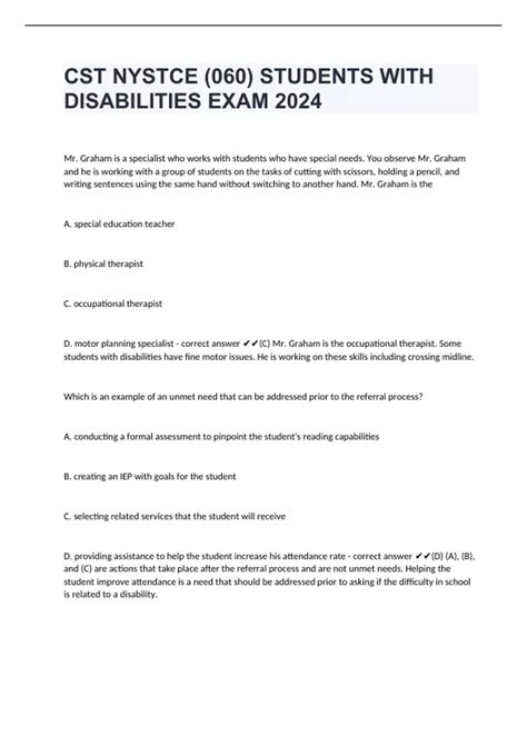Cst Nystce 060 Students With Disabilities Exam 2024 Cst Nystce