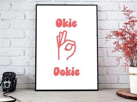 Okie Dokie Art Print Digital Download Red And White Ok Hand Etsy