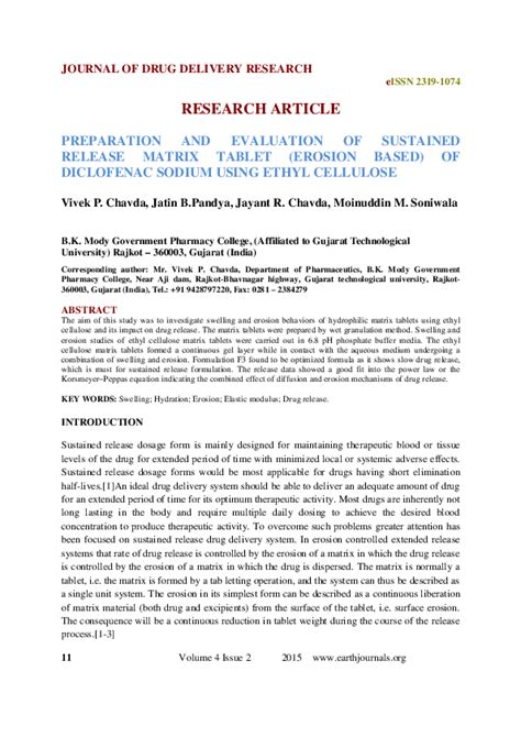 Pdf Preparation And Evaluation Of Sustained Release Matrix Tablet Erosion Based Of