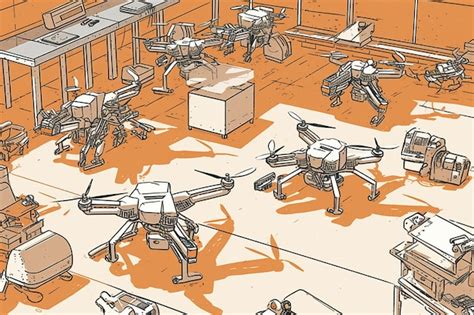 Premium Photo A Crisp And Organized Depiction Of Robotic Drones Performing Automated Tasks