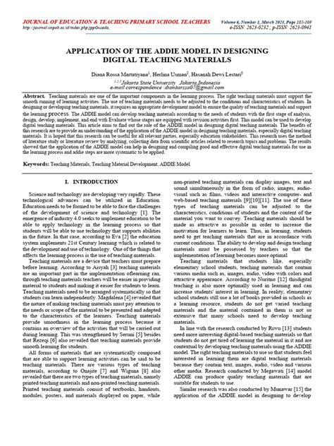 Application Of The Addie Model In Designing Digita Pdf Learning Curriculum