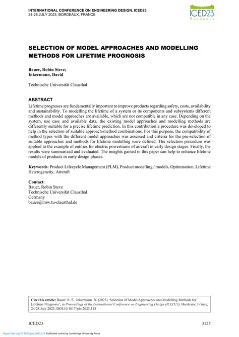 Pdf Selection Of Model Approaches And Modelling Methods For Lifetime Prognosis
