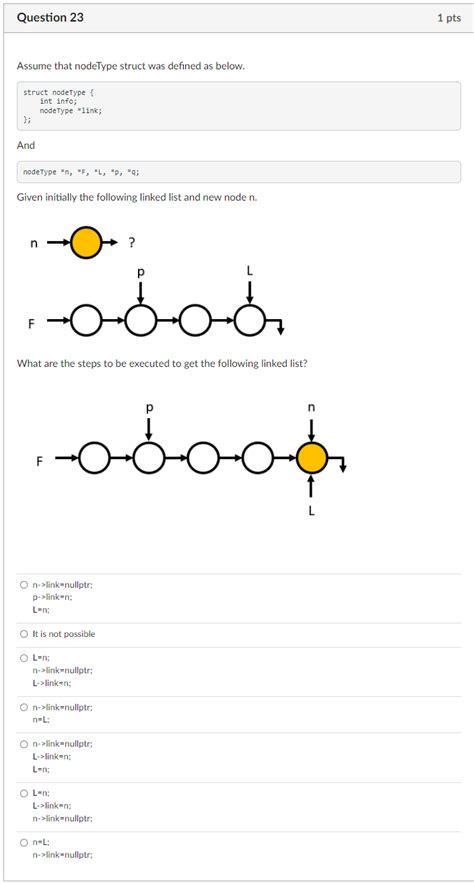 Solved Question 23 1 Pts Assume That Nodetype Struct Was