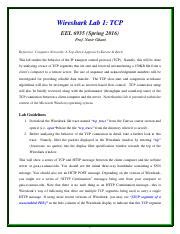 Lab TCP Pdf Wireshark Lab TCP EEL Spring Prof Nasir Ghani Reference Computer