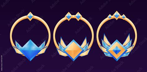Set Of Fantasy Gui Golden Border Frame Avatar With Grade Perfect For 2d Game Ui Vector
