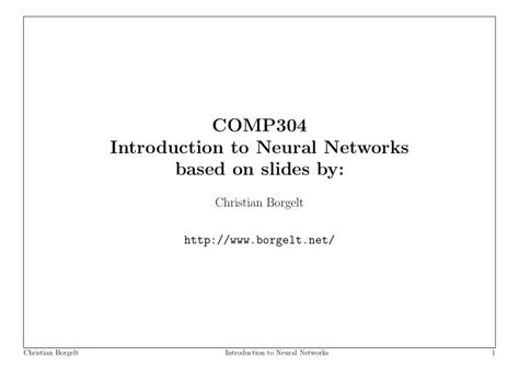 PPT COMP Introduction To Neural Networks Based On Slides By PowerPoint Presentation