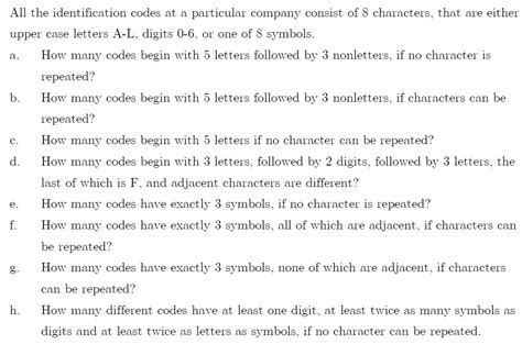 Solved A C All The Identification Codes At A Particular Chegg Com