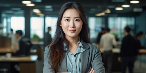 Premium Photo Sensual Chinese Female Software Developer In A Modern Office Exuding Confidence