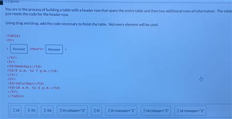 Uspoints You Are In The Process Of Building A Table With A Header Row