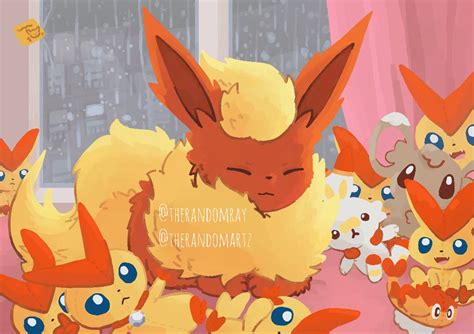 Flareon Loaf During A Rainy Day By Therandomartz On Deviantart