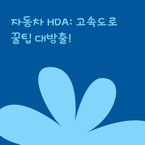 자동차 Hda 고속도로 꿀팁 대방출