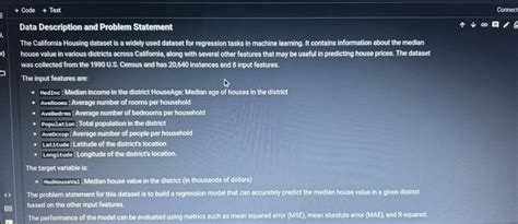 Data Description And Problem Statement The California