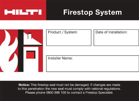 Firestop Label 9 Stickers Per Sheet Accessories For Firestop