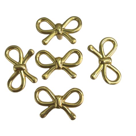 Bow Shapes Drawer Knobs Gold Door Handle Brass Decorative For Cabinet Wardrobe Cupboard