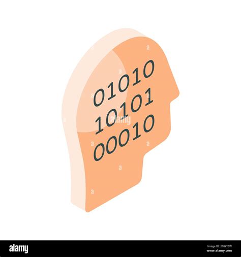 human head having binary code computer expert isometric vector design
