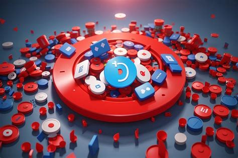 premium ai image 3d social media play video in background red round