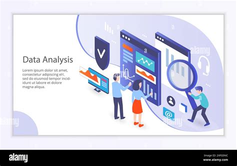 Creative Website Template Of Data Analysis Concept Modern Flat Design Vector Illustration Stock