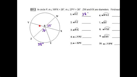 Find The Measure Of The Arc Or Central Angle Indicated Worksheet