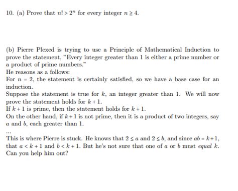 solved 10 a prove that n 2n for every integer n≥4 b