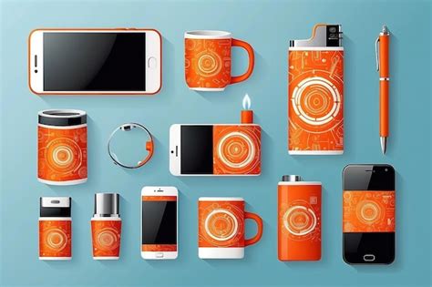 Corporate Identity Objects Set With Smartphone Lighter Cup With