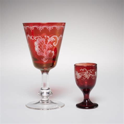 Vintage Etched Ruby Glasses Vintage Bohemian Ruby To Clear Etched