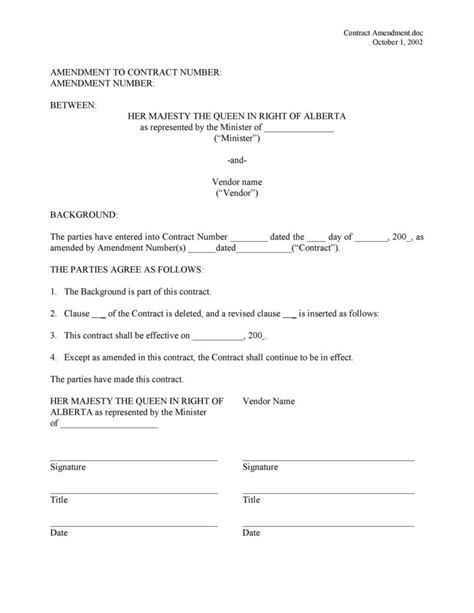 44 Professional Contract Amendment Templates And Samples Templatelab