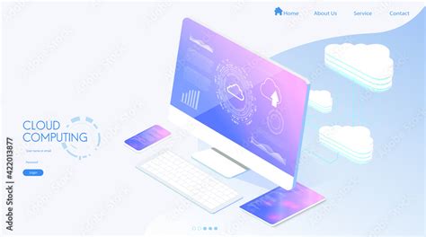 Cloud Services Isometric Composition Big Data Analysis Storage