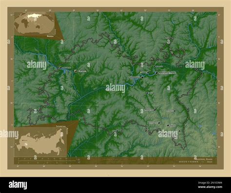 Tatarstan Republic Of Russia Colored Elevation Map With Lakes And