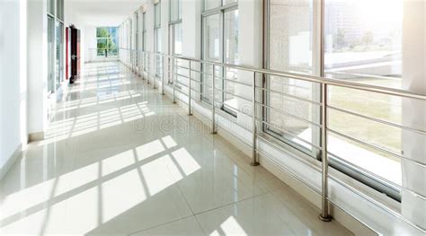 Empty Hallway With Sunlight And Shadow In Hospital Stock Image Image