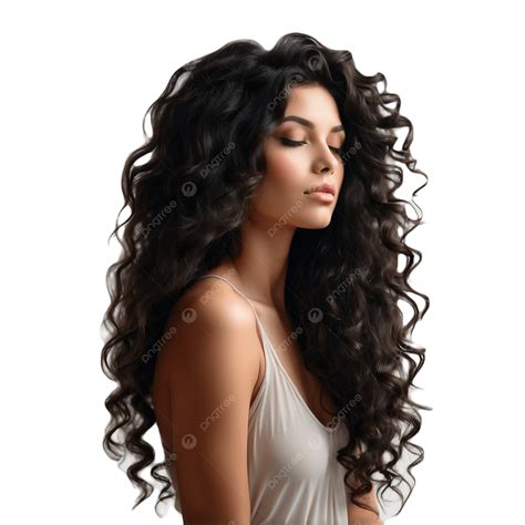 Beautiful Young Brunette Woman With Long Black Curly Hair Posing Beautiful Young Brunette Woman