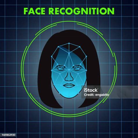 human face recognition scanning system vector illustration stock