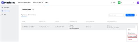 Table View Kore Ai Docs