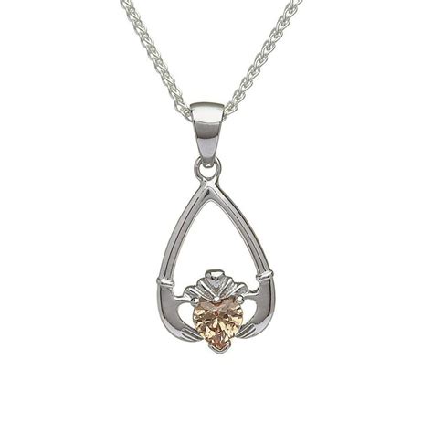 November Citrine Birthstone Claddagh Pendant November Birthstone