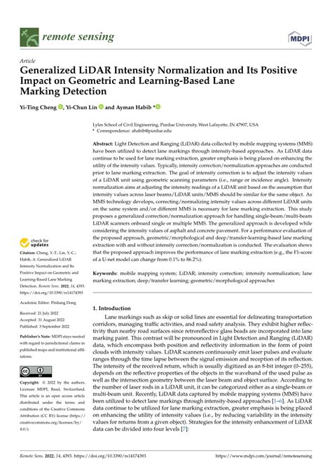 Pdf Generalized Lidar Intensity Normalization And Its Positive Impact On Geometric And