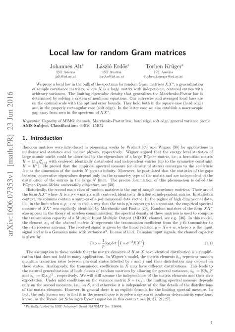 Pdf Local Law For Random Gram Matrices