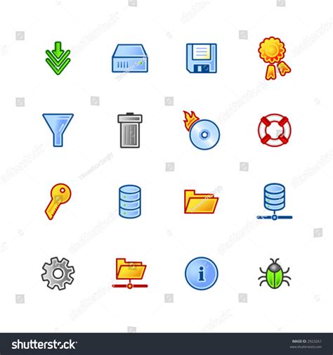 Colorful File Server Icons Stock Vector Royalty Free 2923261 Shutterstock
