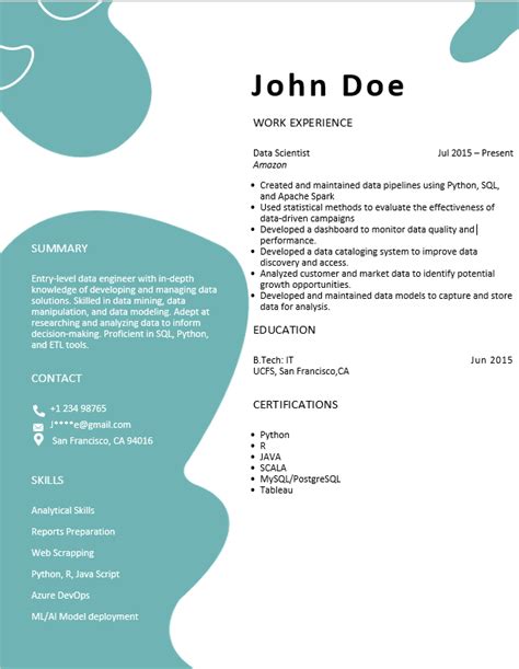 Data Scientist Resume A Comprehensive Guide My Resume Star