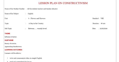 Discussion Lesson Plan On Constructivism