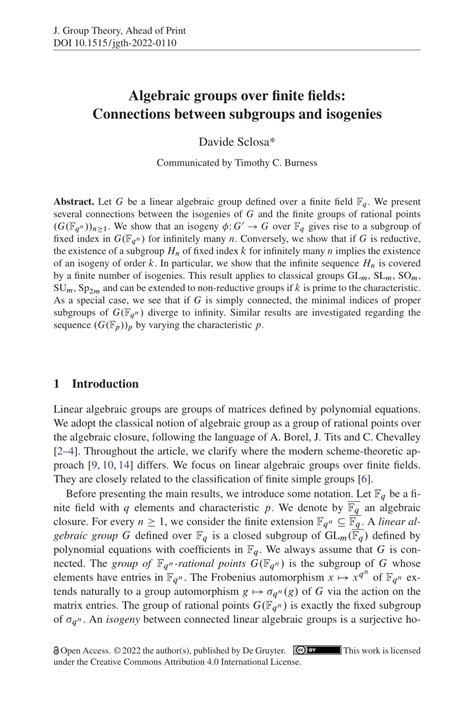 pdf algebraic groups over finite fields connections between