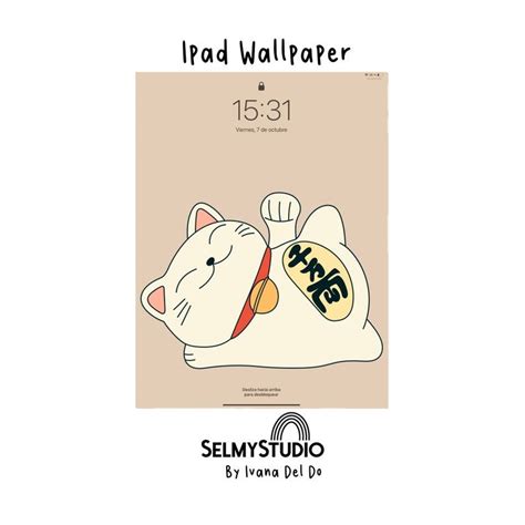Lucky Cat Maneki Neko Kawaii Ipad Wallpaper Kawaii Wallpaper Cute