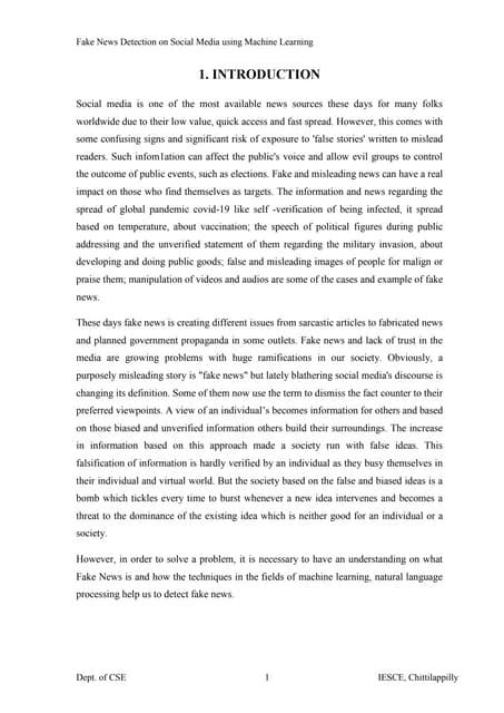 Fake News Detection Project Pptx Technology And Computing