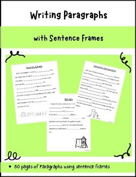 Writing Paragraphs With Sentence Frames By Msalexteaches Tpt